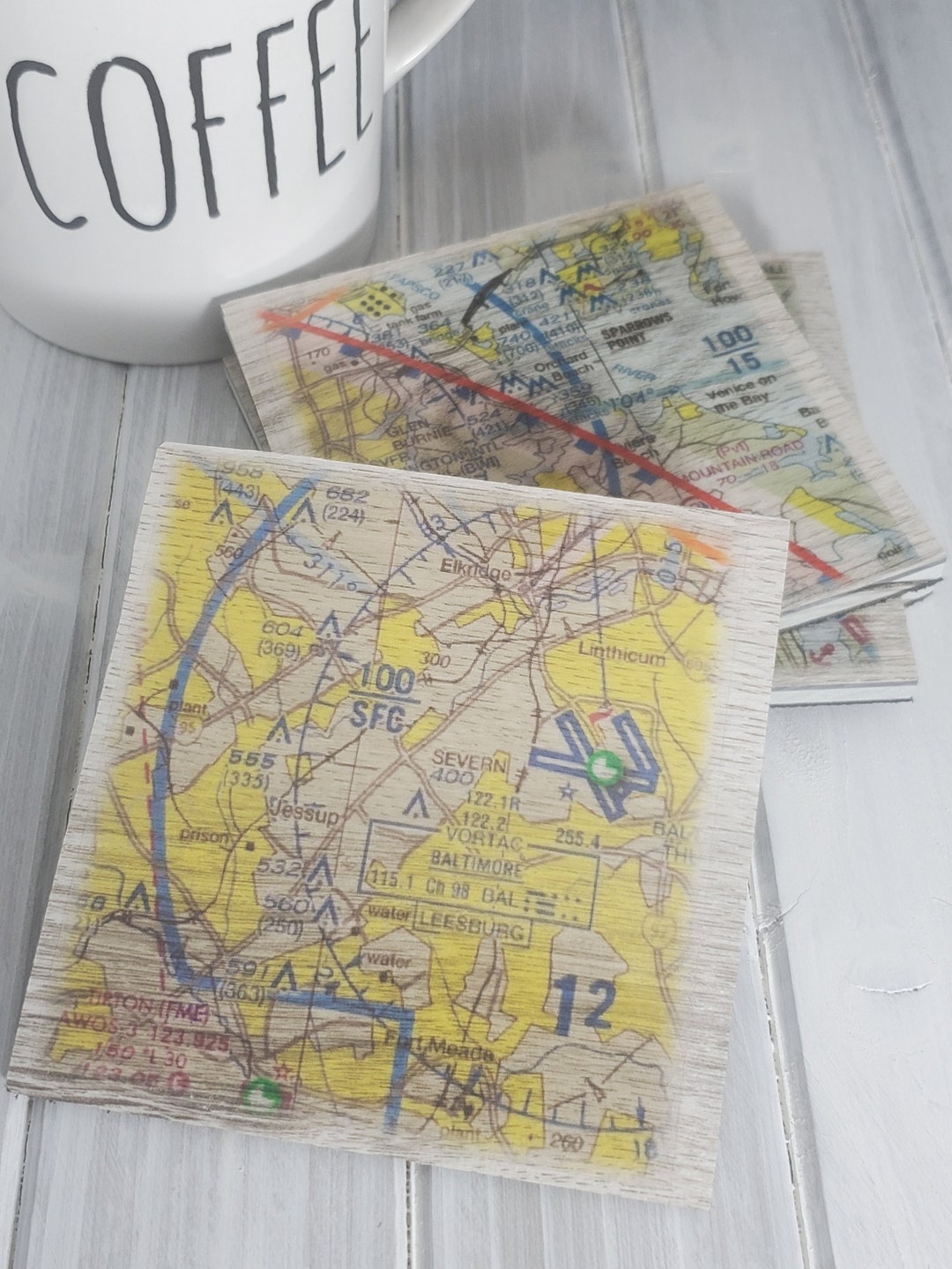 BWI Baltimore VFR Aviation Charts Aviation Chart Coasters VFR Charts ...