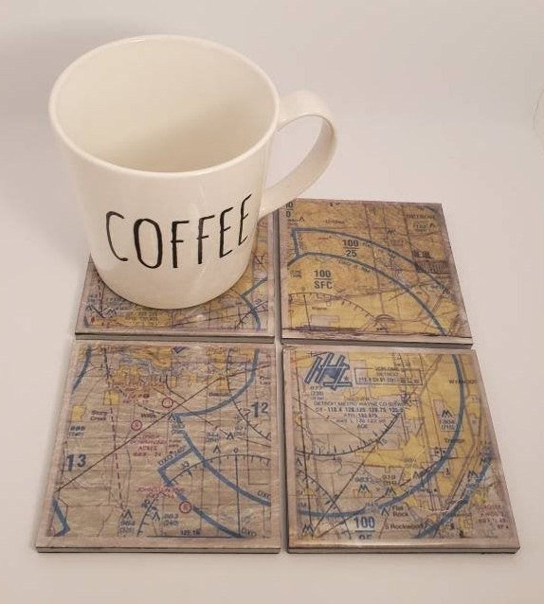 DTW Detroit Aviation Charts Aviation Chart Coasters VFR Charts Coasters ...