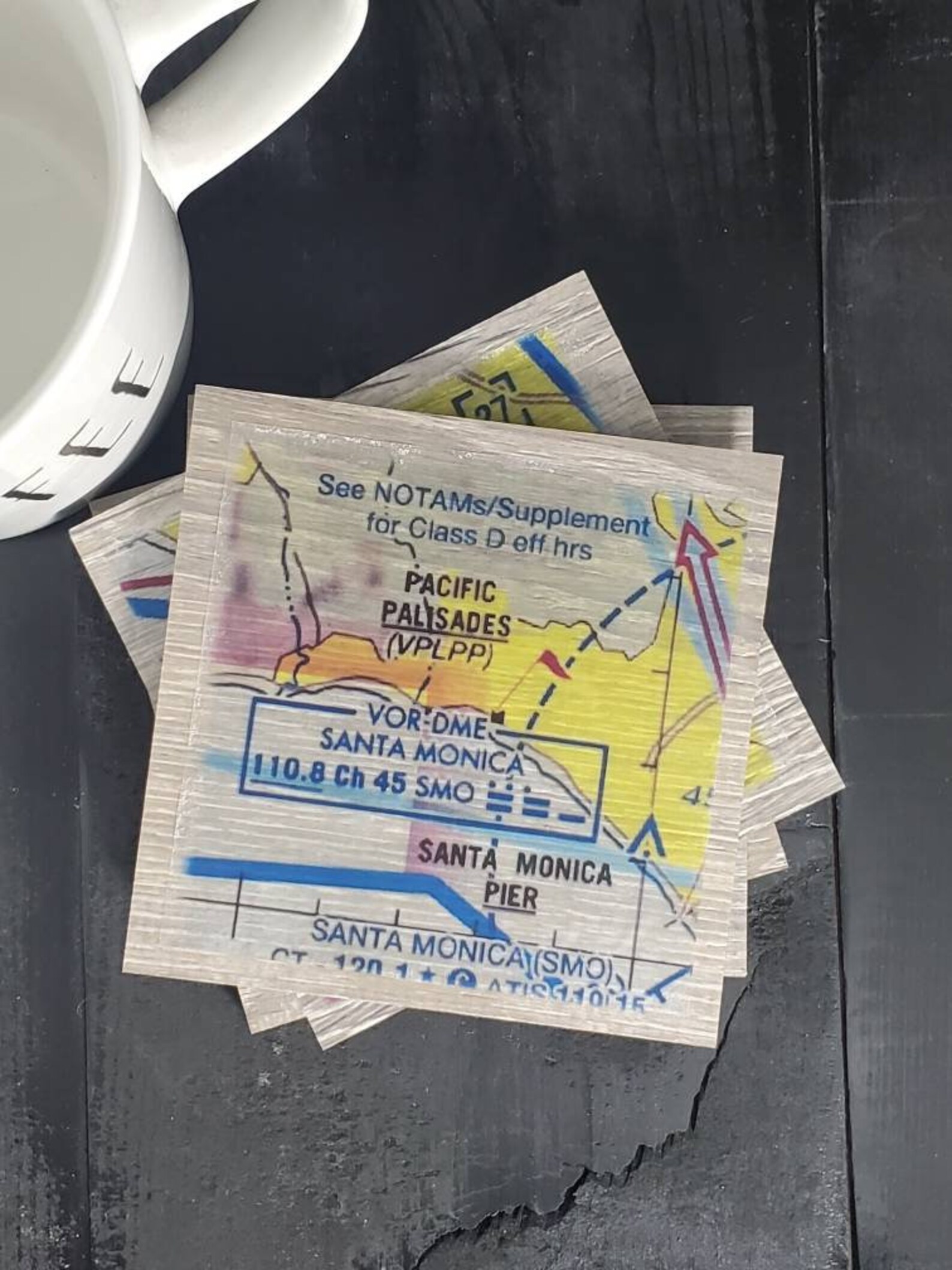 LAX Los Angeles California Charts Aviation Chart Coasters VFR Charts ...