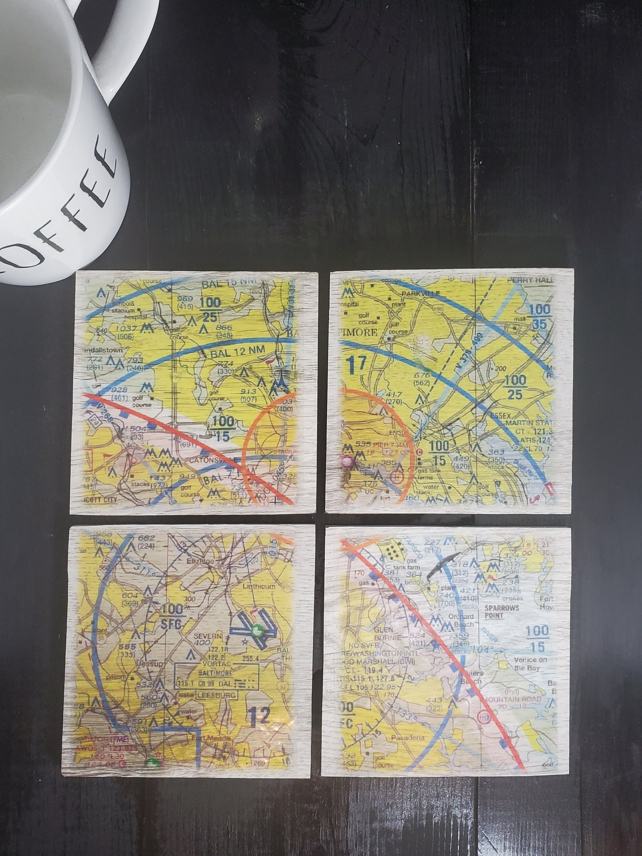 BWI Baltimore VFR Aviation Charts Aviation Chart Coasters VFR Charts ...