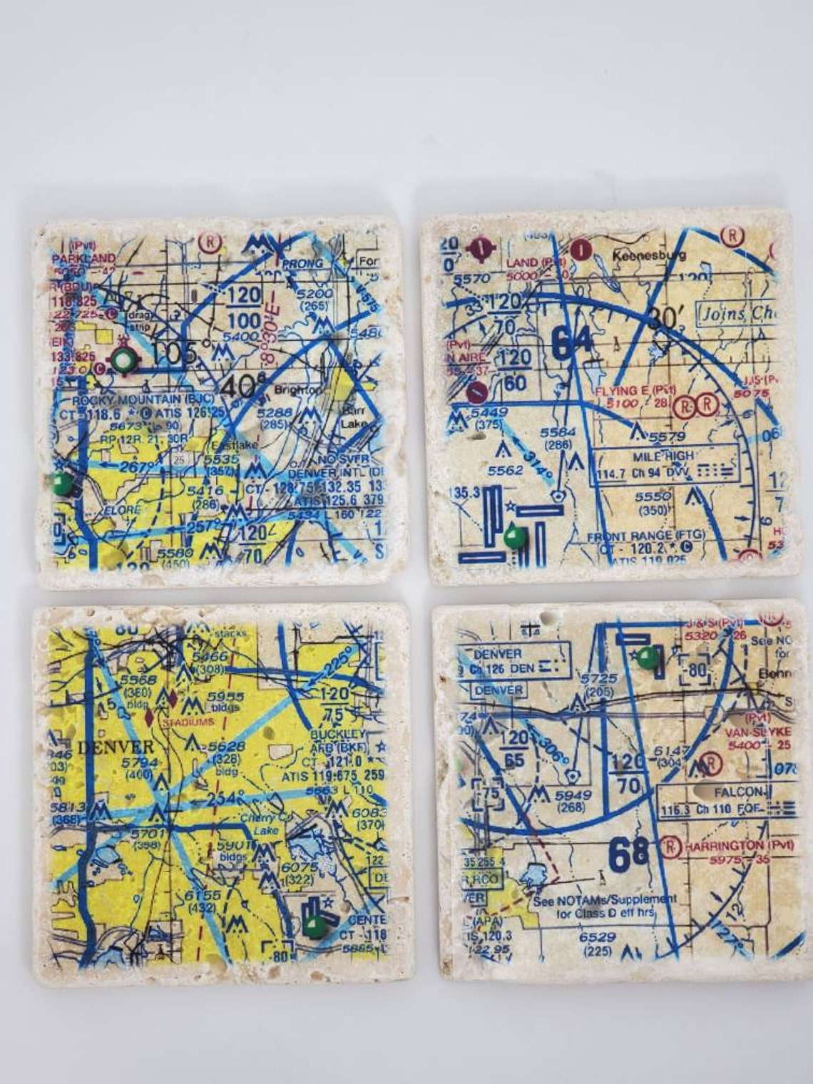 Denver Aviation Chart Coasters – Pilot Gift, Stone Coaster Set - Etsy