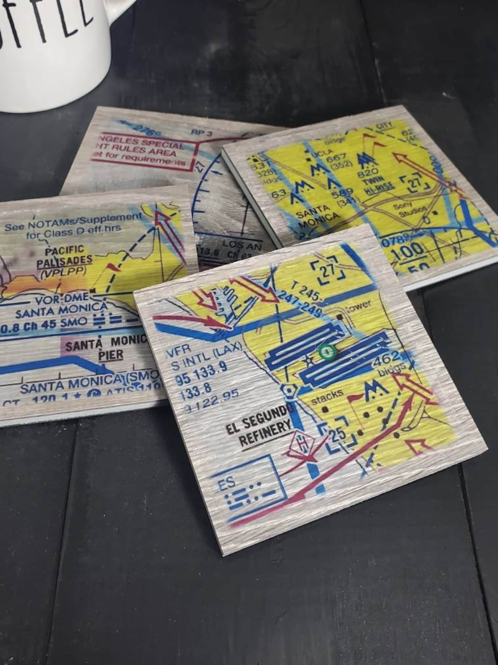 LAX Los Angeles California Charts Aviation Chart Coasters VFR Charts ...
