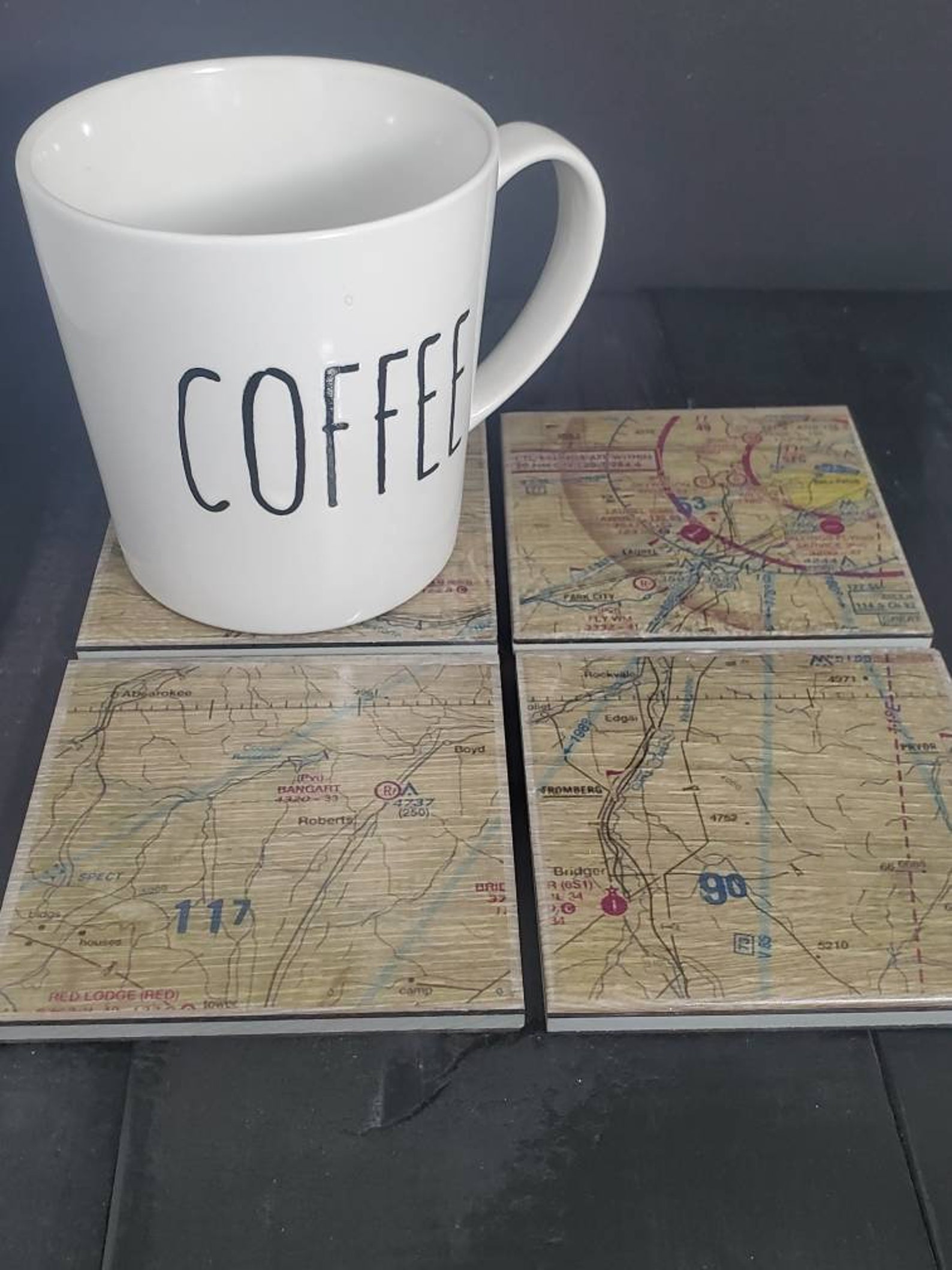 Billings Montana Aviation Chart Coasters Set of 4 - VFR Charts Coasters ...