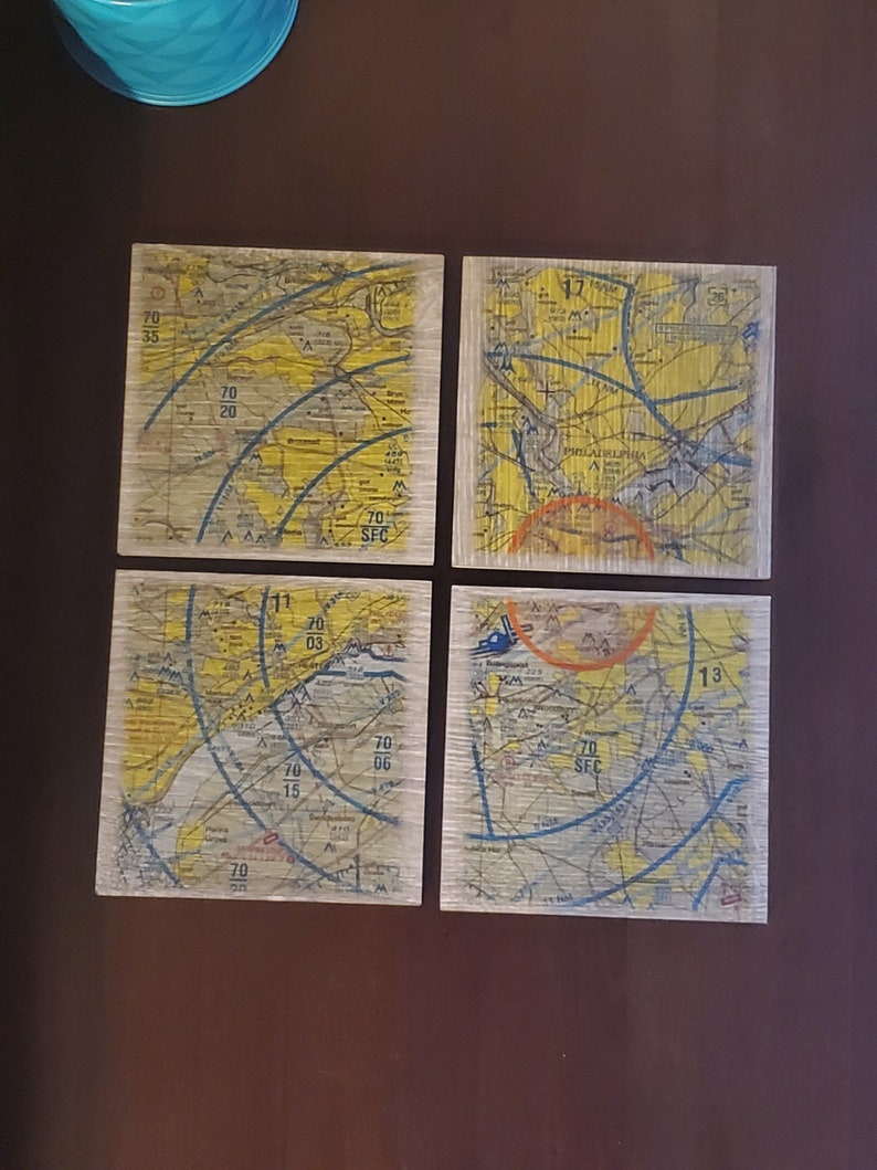 PHL Philadelphia Aviation Chart Coasters Set of 4 - VFR Charts Coasters ...