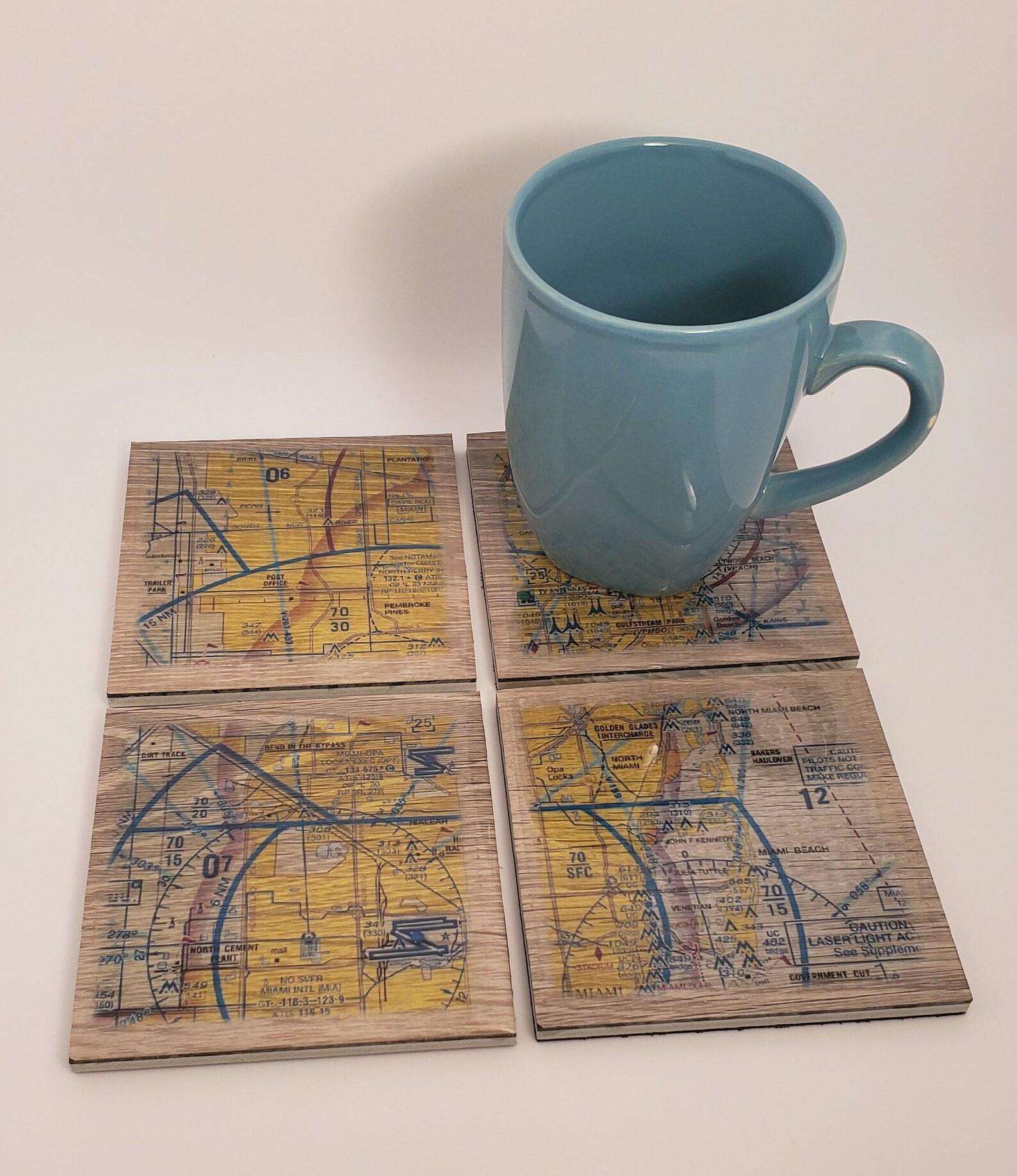 Ft. Lauderdale FLL Aviation Chart Coasters Set of 4 VFR Charts Coasters ...