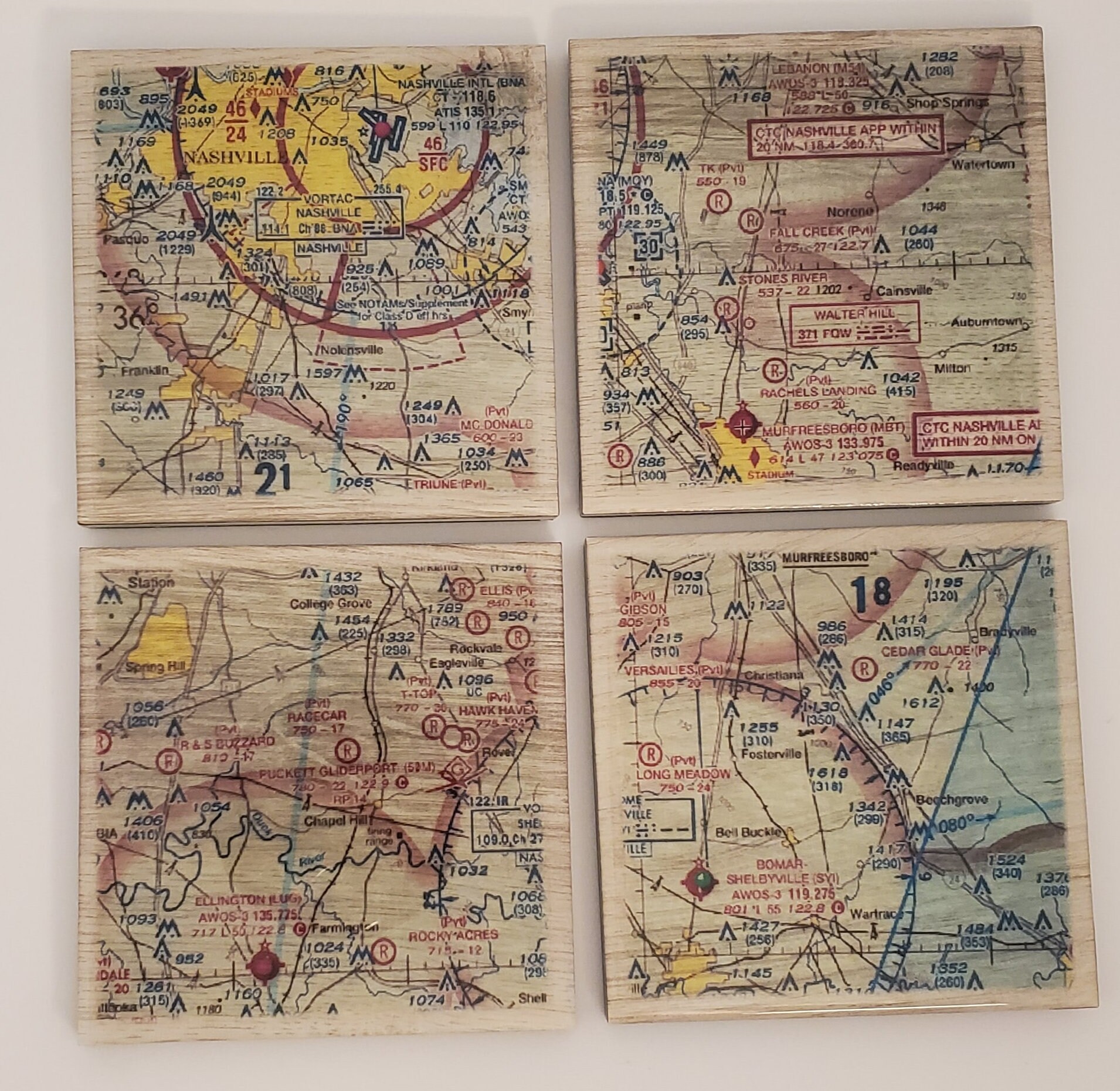 BNA Nashville Aviation Charts Aviation Chart Coasters VFR - Etsy UK
