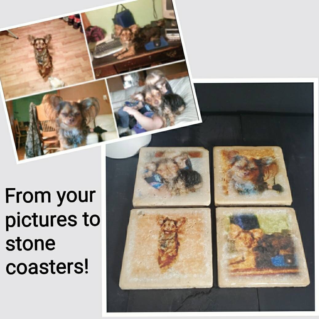 Stone Coasters With Photo Set of 4 Custom Picture Coasters. Epoxy ...
