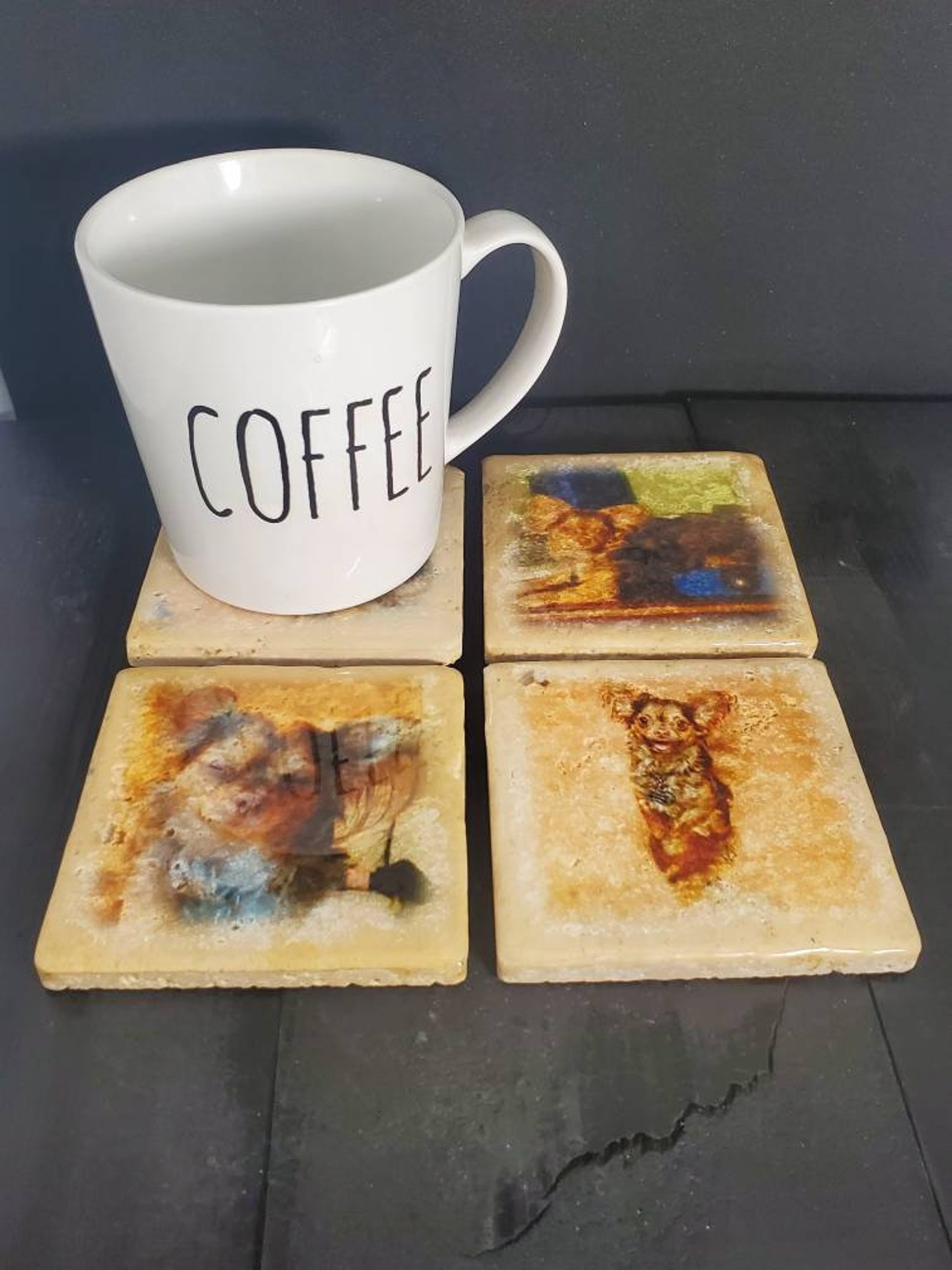 Stone Coasters With Photo Set of 4 Custom Picture Coasters. - Etsy