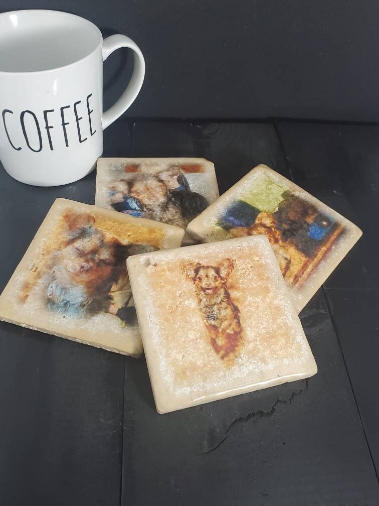 Stone Coasters With Photo Set of 4 Custom Picture Coasters. - Etsy