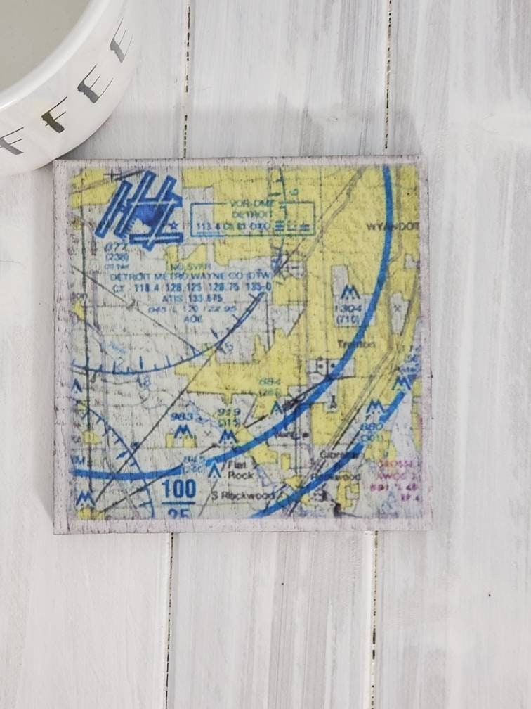 DTW Detroit Aviation Chart Coasters Set of 4 VFR Charts - Etsy