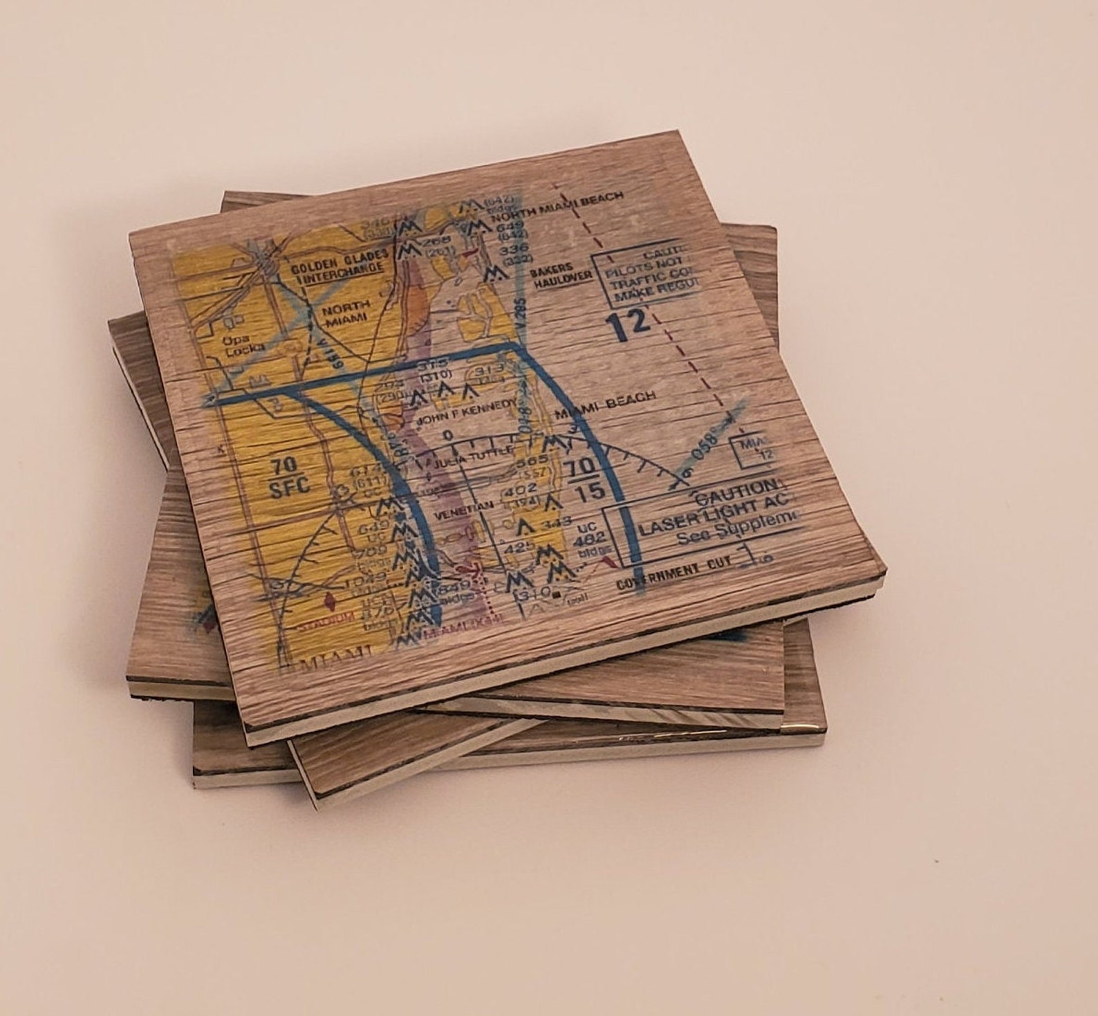 Ft. Lauderdale FLL Aviation Chart Coasters Set of 4 VFR Charts Coasters ...