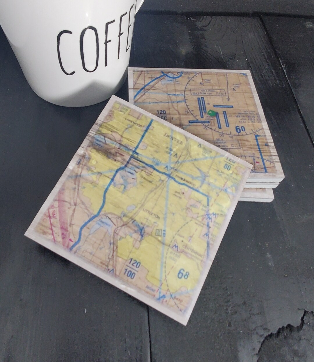 Denver VFR Aviation Charts Aviation Chart Coasters VFR Charts Coasters ...