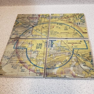 Memphis MEM Aviation Chart - Set of 4 Coasters - Etsy