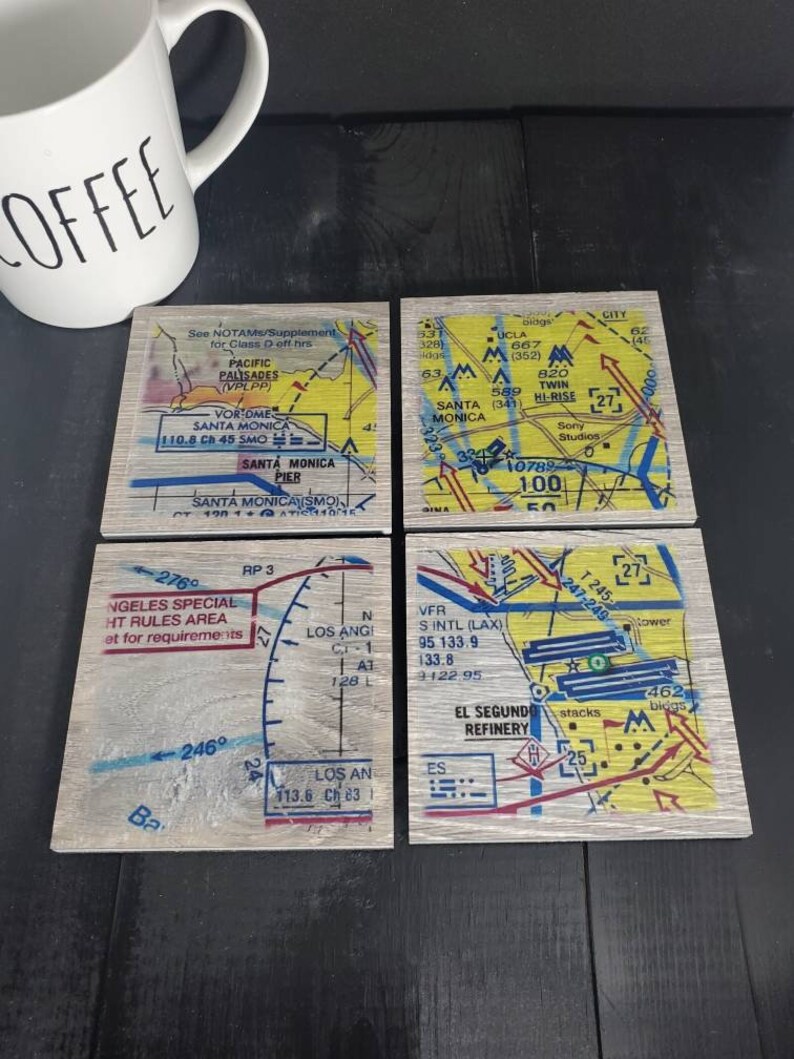 LAX Los Angeles California Charts Aviation Chart Coasters VFR Charts ...
