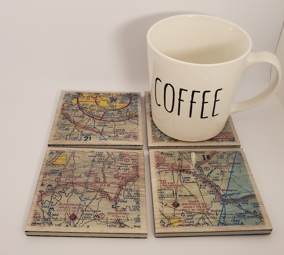 BNA Nashville Aviation Charts Aviation Chart Coasters VFR Charts ...