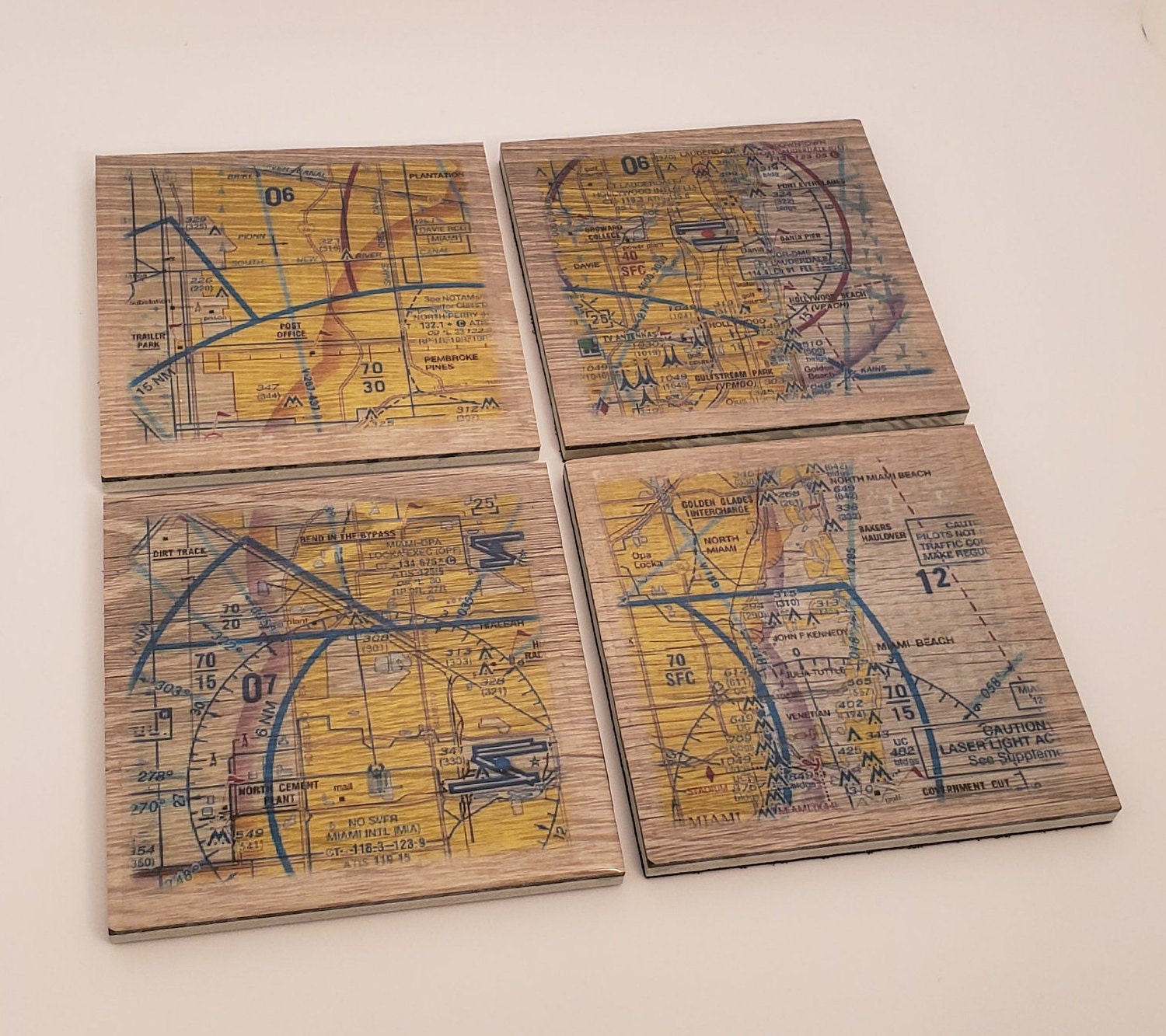 Ft. Lauderdale Aviation Chart Coasters, Set of 4 - Etsy