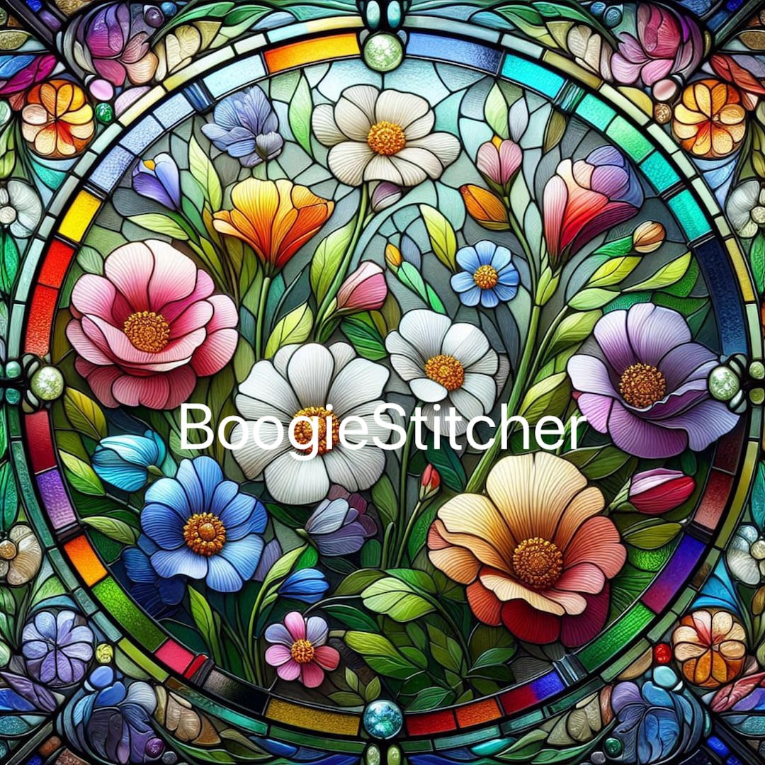 Stained Glass Spring Flowers Cross Stitch Pattern - Etsy