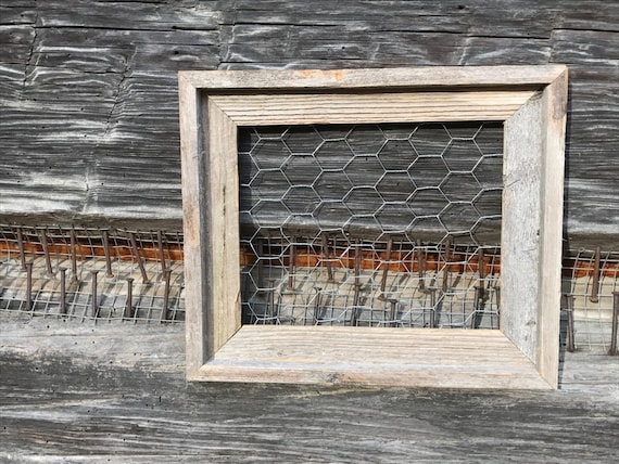 Small rustic barn wood frame with chicken wire | Etsy