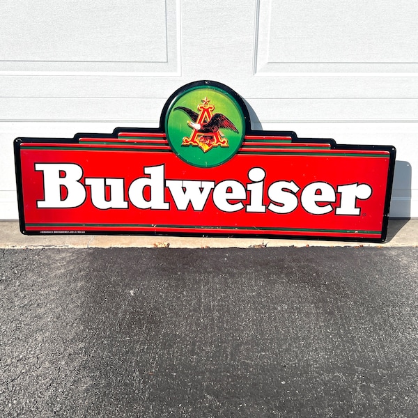 Large Budweiser Tin Sign - Etsy