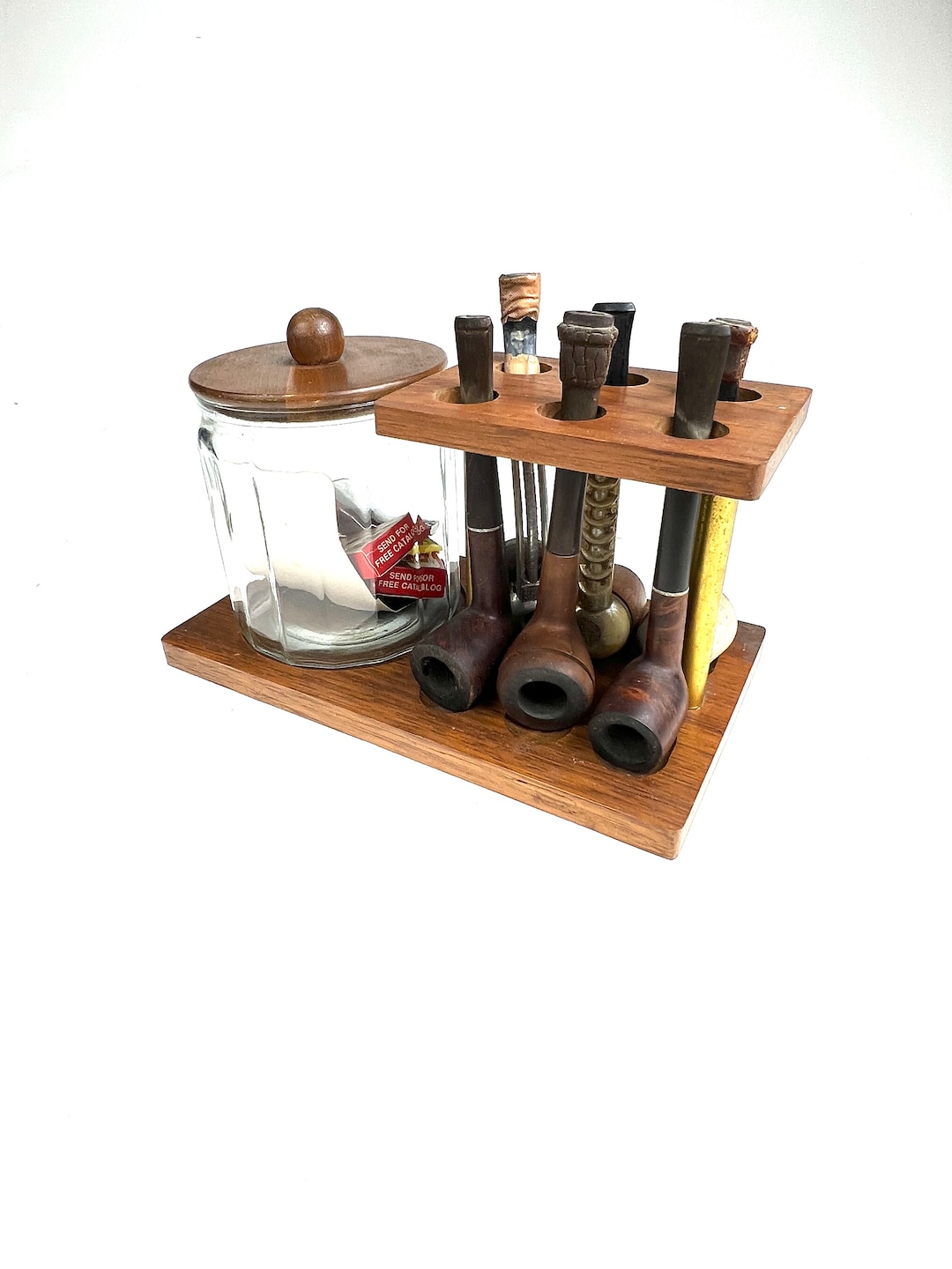 Vintage Pipe Set, Stand, Glass Jar Humidor, and Supplies - Etsy