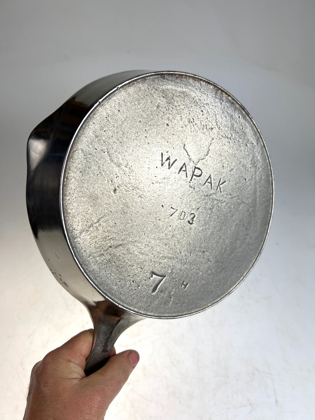 Antique Wapak No 7 Block Logo Chrome Cast Iron Skillet - Outside Heat ...