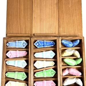 3 Sets Vintage Porcelain Chopstick Rests Holders With Wood Boxes - Etsy