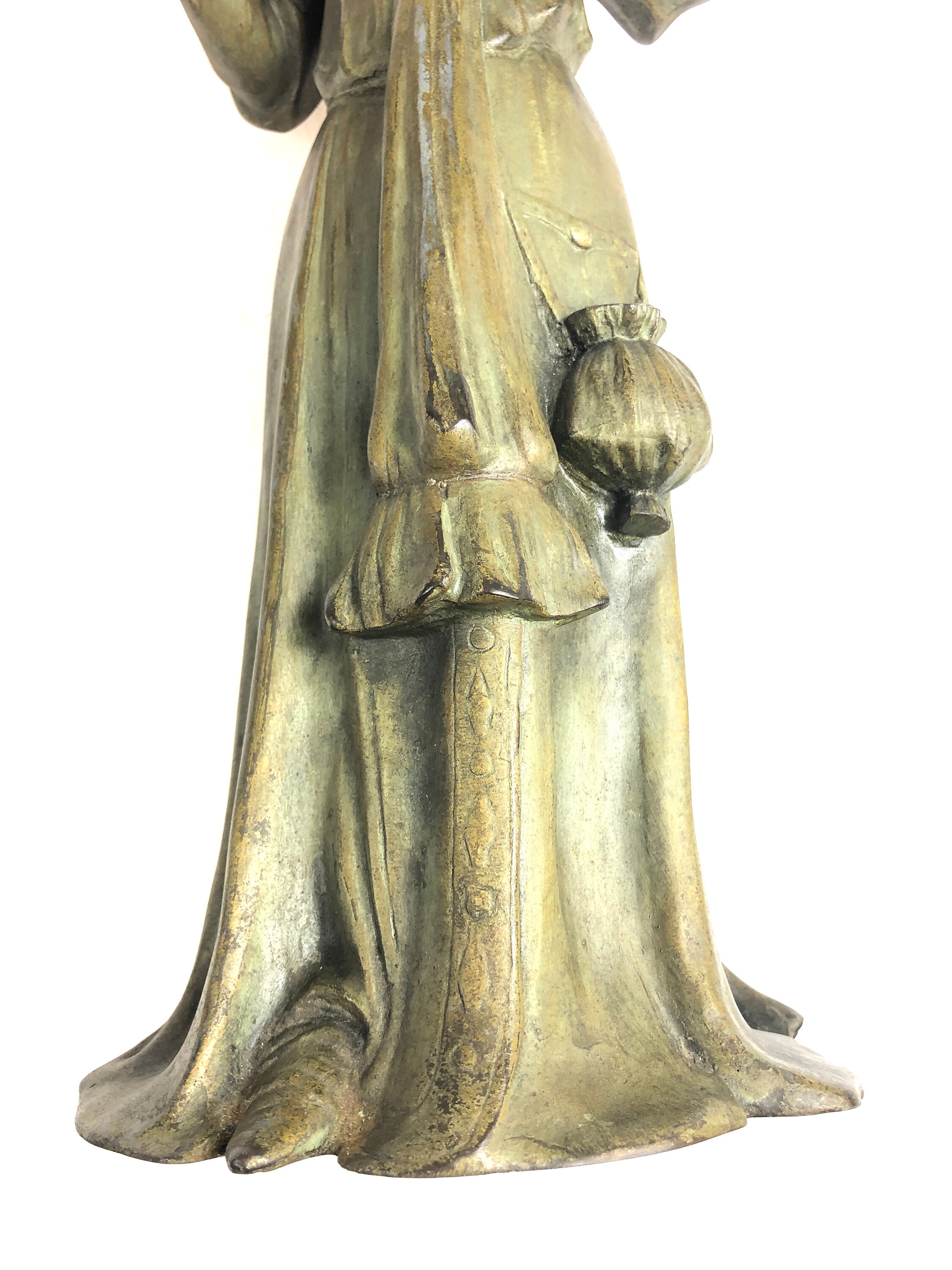 Antique Bronze Spelter Nurse Medieval Lady Woman Figurine | Etsy