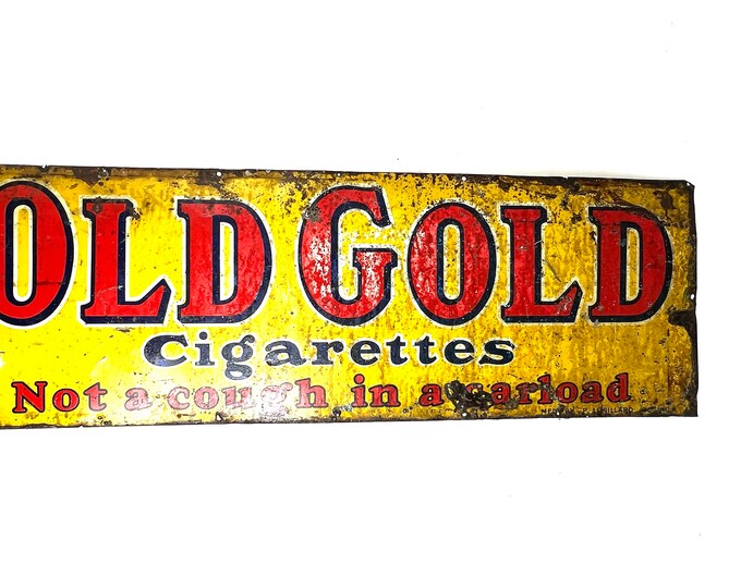 RARE! Vintage OLD GOLD Cigarettes Tin Metal Sign - 29-7/8" High X 10-1/ ...
