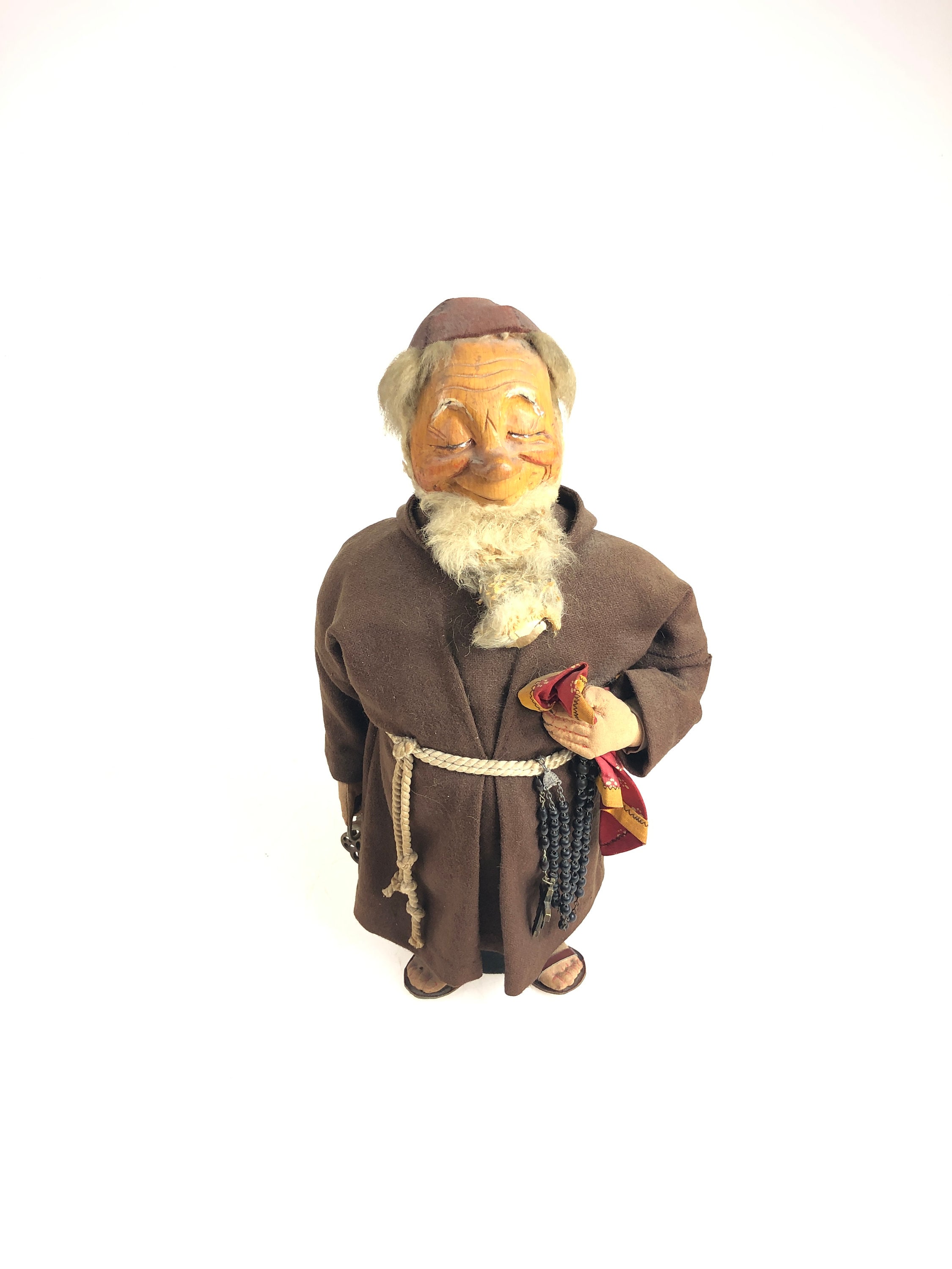 Vintage hecho a mano madera / tela fraile muñeca figura | Etsy