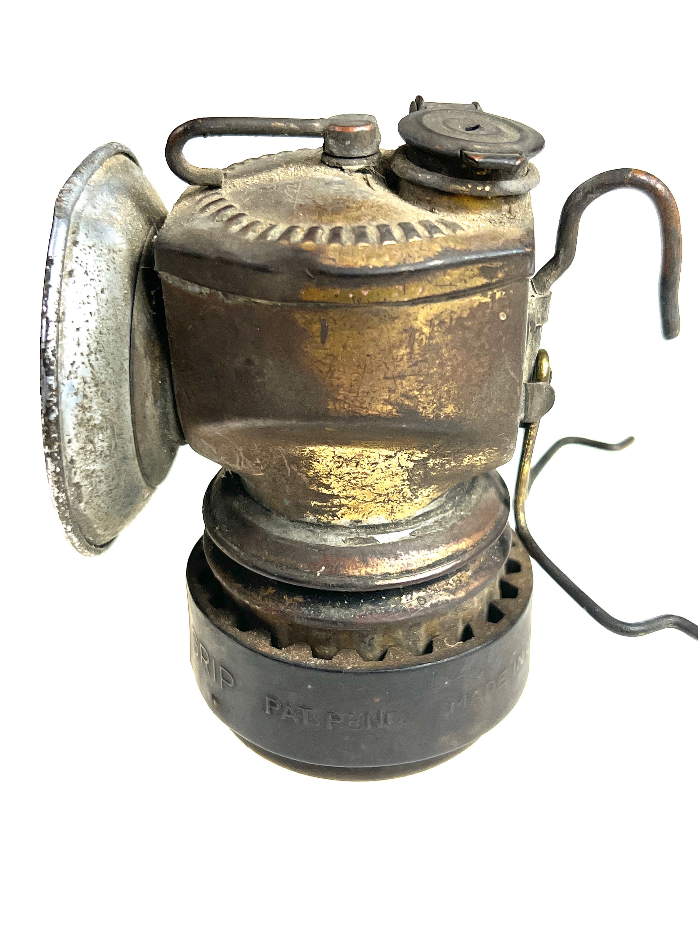 Antique Miners JUSTRITE STREAMLINED CARBIDE Lamp With Air Cooled Grip ...