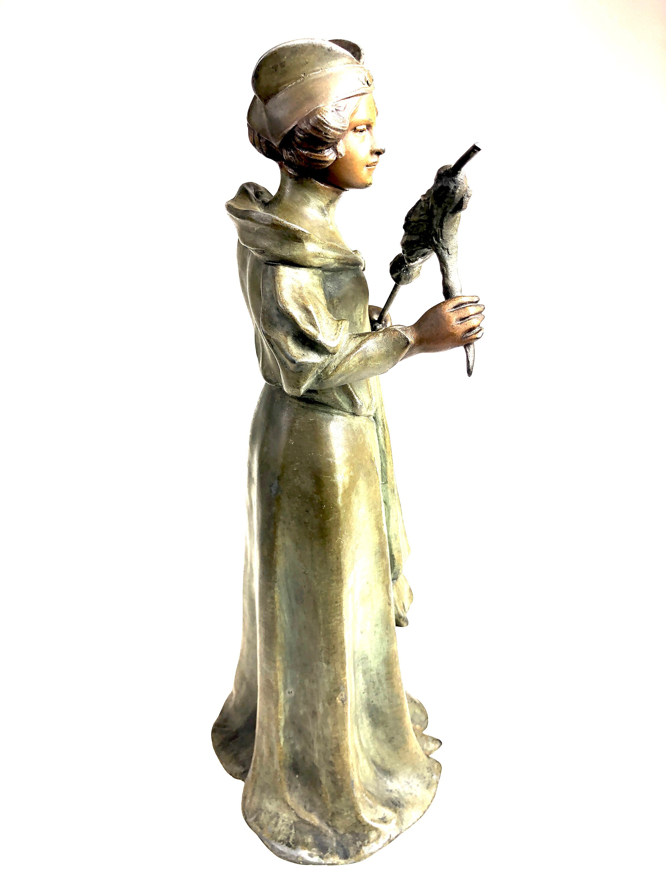 Antique Bronze Spelter Nurse Medieval Lady Woman Figurine | Etsy