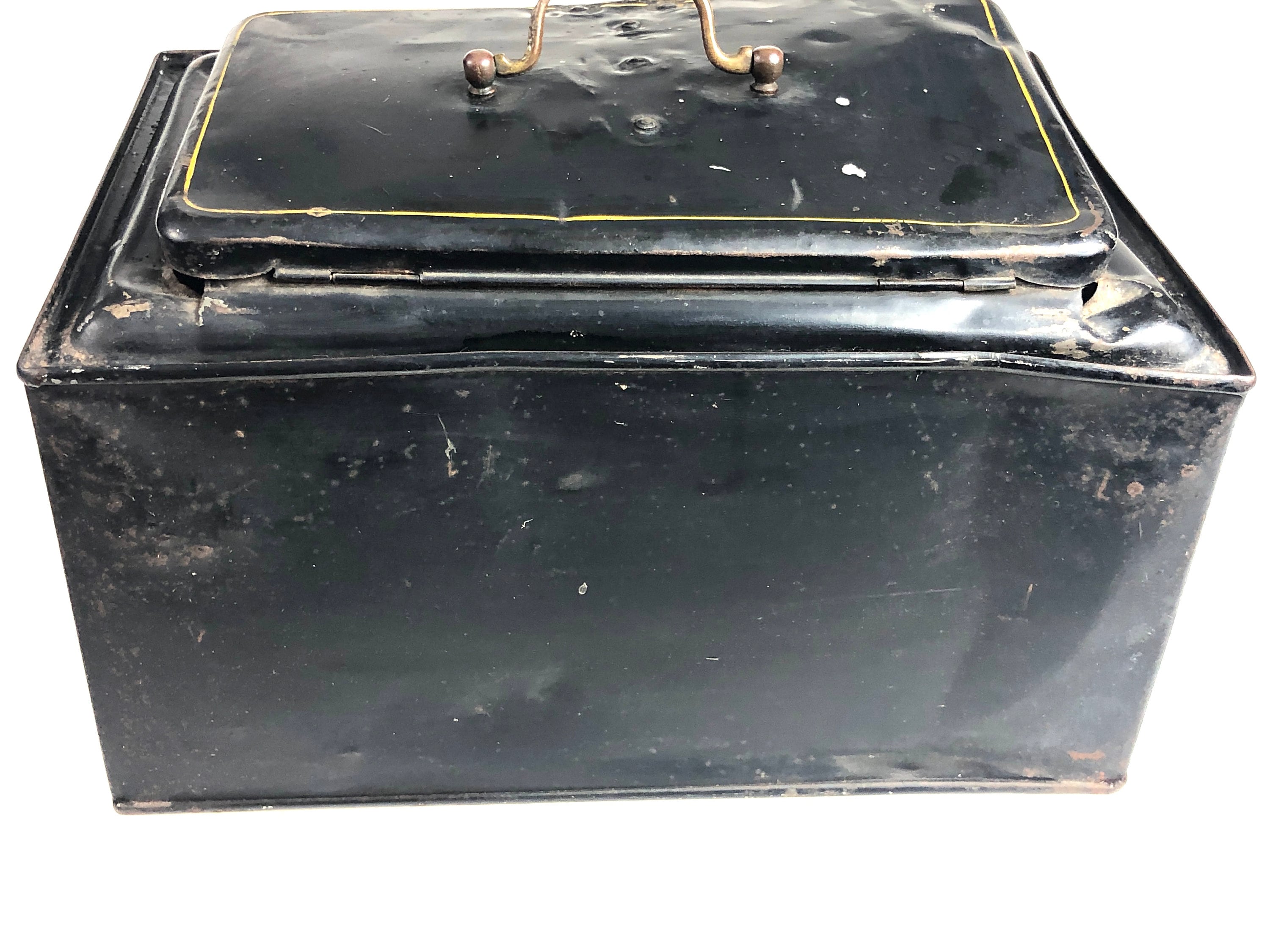 Vintage Hand Painted Black Tin Container With Flowers | Etsy