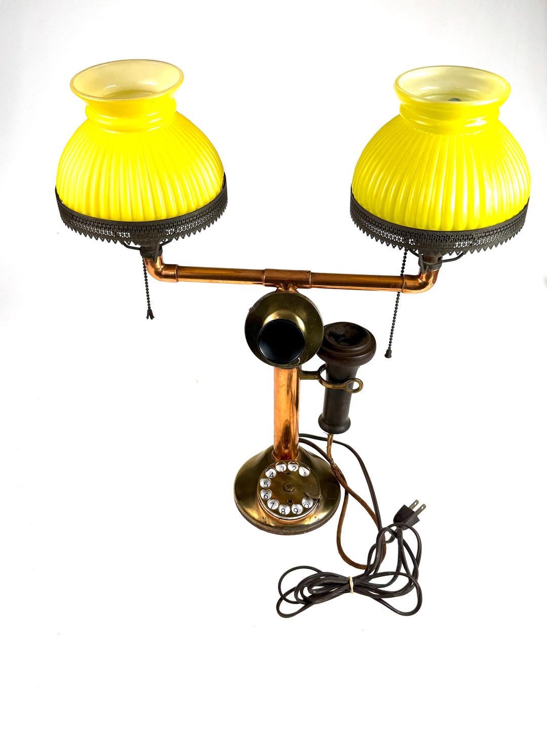Antique Western Electric Candlestick Telephone Lamp – Yellow Ribbed ...