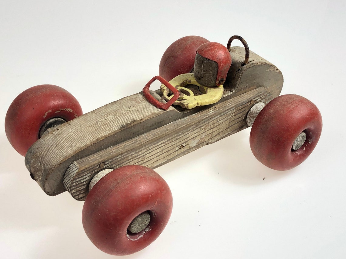 UNUSUAL Antique Handmade Toy Wood Race Car With Primitive - Etsy