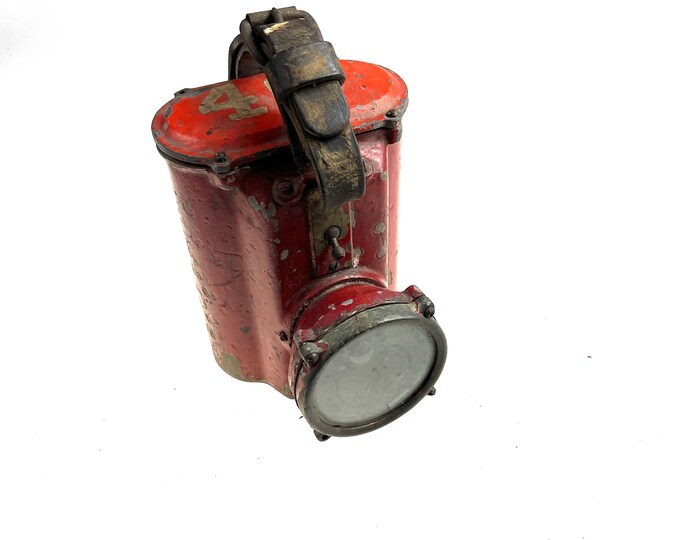 RARE! Antique Grether Red Firefighter Fire Department Lantern Lamp ...