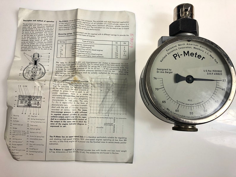 Vintage Lehmann & Michels Germany Pi-meter Mean Pressure | Etsy