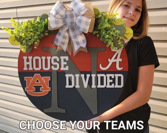 House Divided Hearts United Football Sign - Etsy