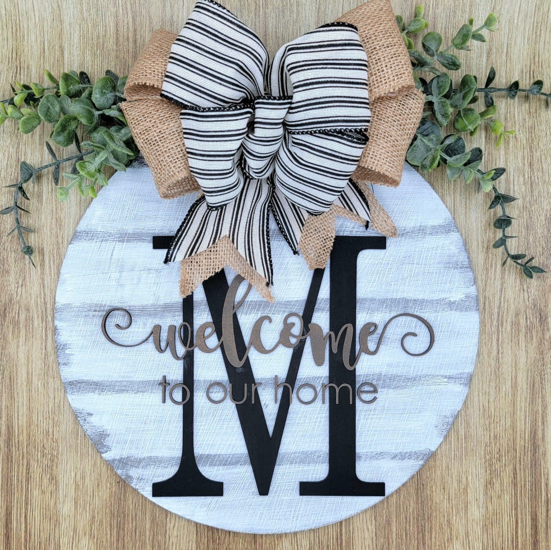 Front Door Hanger Wood Raised Letter Welcome Sign Family - Etsy