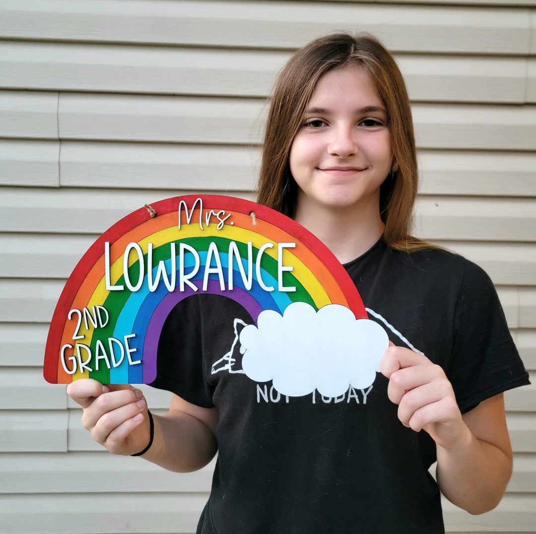 Teacher Door Sign Rainbow Door Hanger Classroom Door Sign Decor Custom Door Sign Teacher