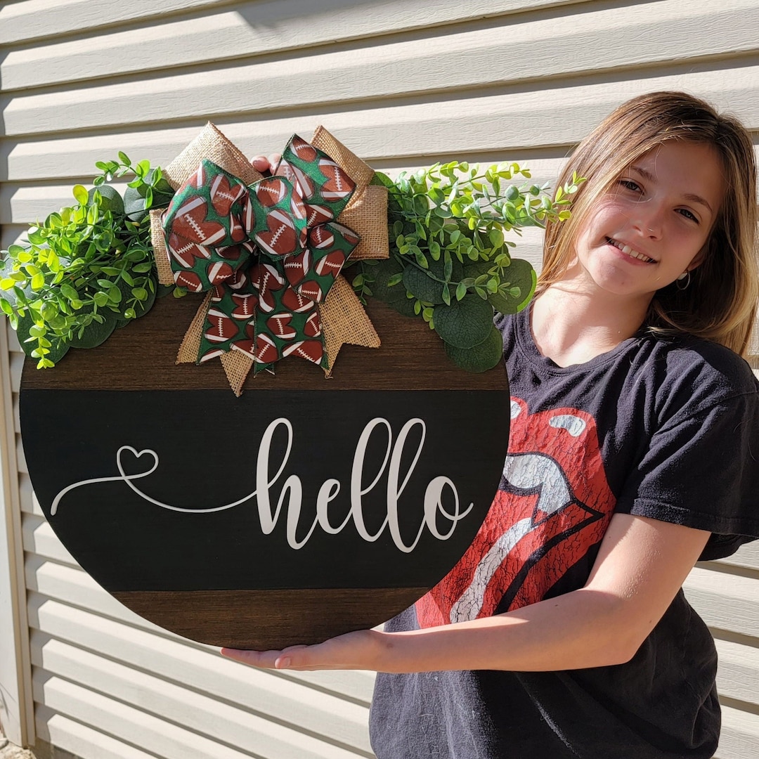 Hello Front Door Hanger Wood Raised Letter Welcome Sign Front Door ...