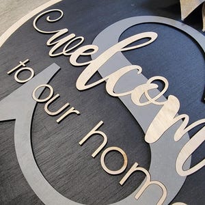 Front Door Hanger Wood Raised Letter Welcome Sign Family Last Name ...