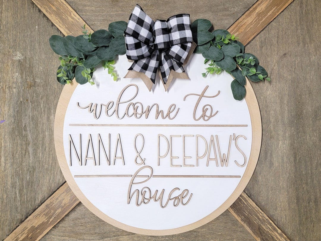 Front Door Hanger Grandparent Gift Wood Raised Letter Welcome Sign ...