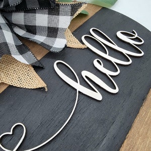 Hello Front Door Hanger Wood Raised Letter Welcome Sign Front Door ...