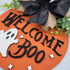 Welcome Boo Door Hanger Halloween Door Sign Halloween Front Door Decor ...