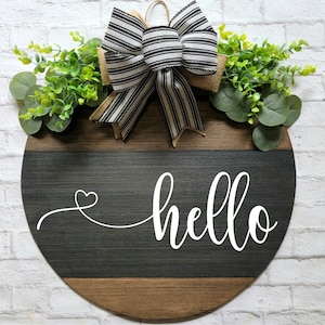 Hello Front Door Hanger Wood Raised Letter Welcome Sign Front Door ...
