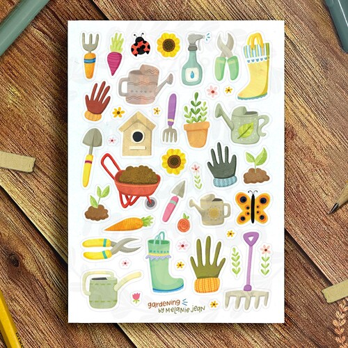 Gardening Sticker Sheet Cute Stickers Plant Stickers - Etsy