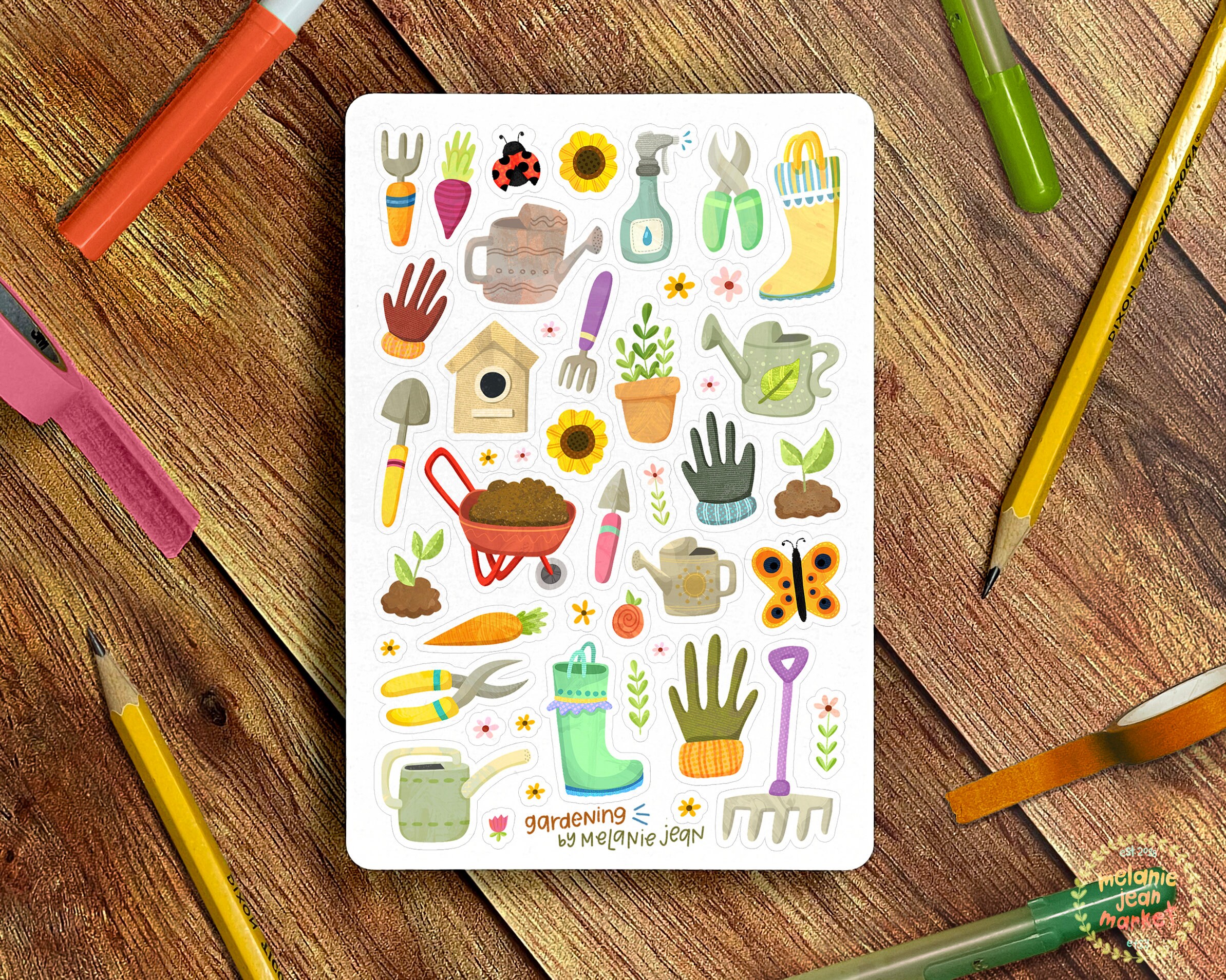 Gardening Sticker Sheet Bullet Journal Sticker Sheet Cute | Etsy