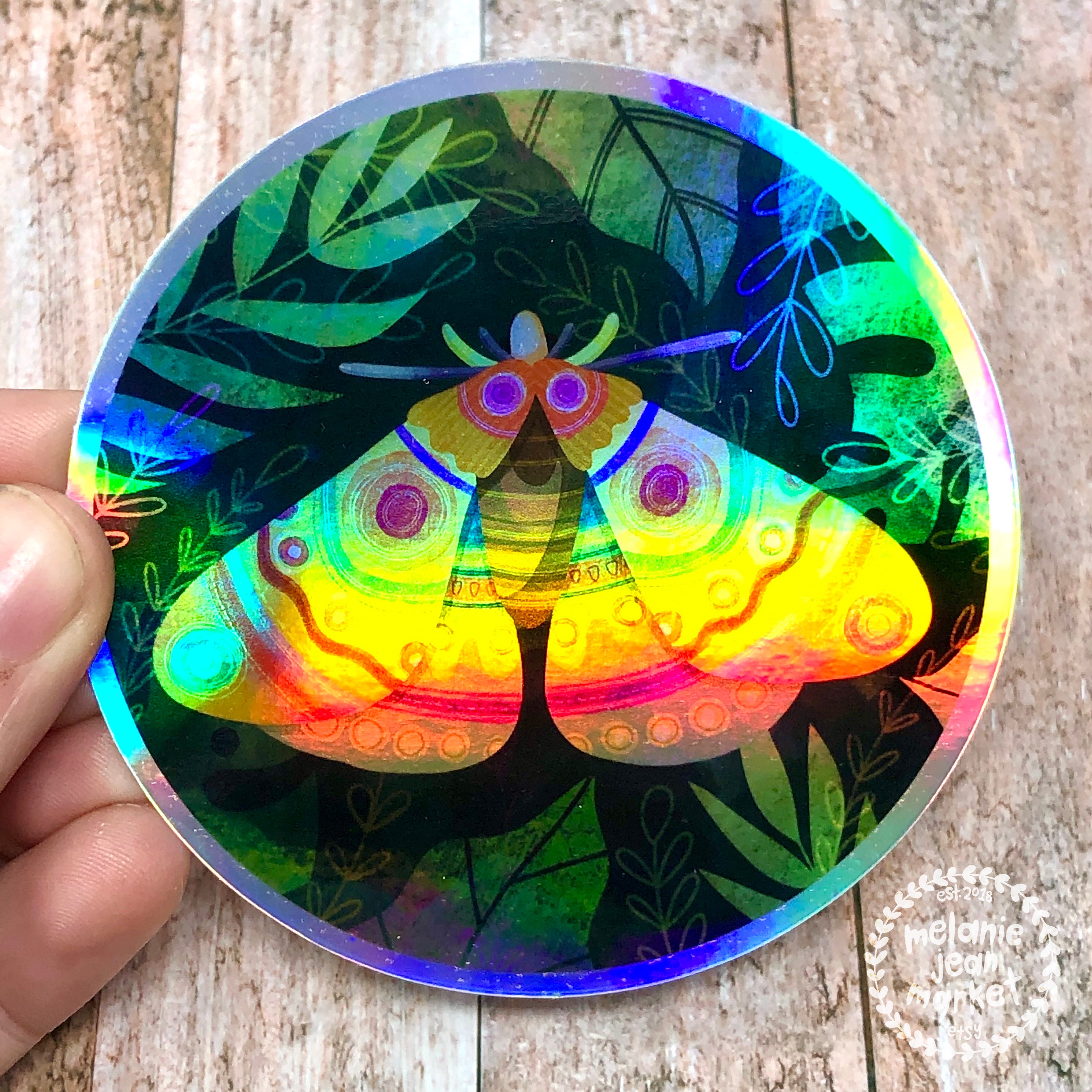 Holographic Moth Vinyl Sticker Illustrated Jungle Moth | Etsy