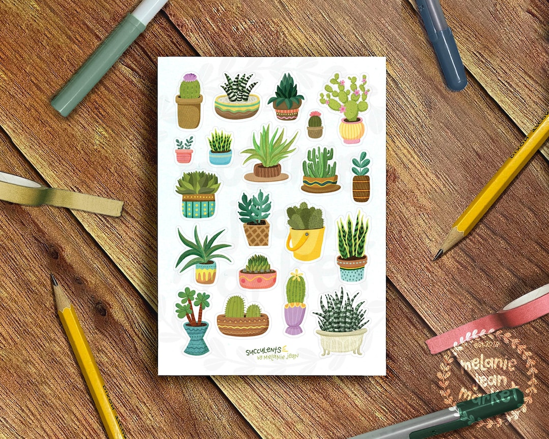 Succulent Sticker Sheet | Bullet Journal Sticker Sheet, Cute Sticker ...
