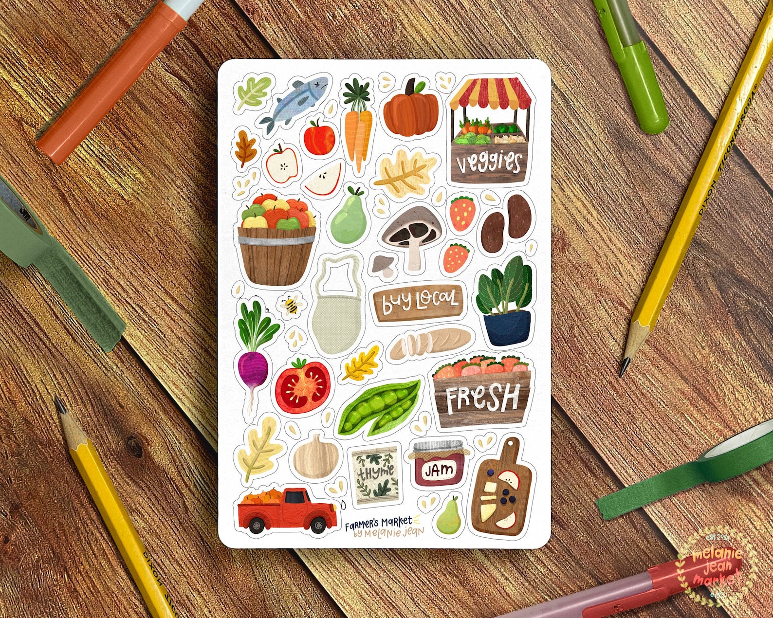 Farmers Market Sticker Sheet Autumnal Gourds Stickers Great | Etsy